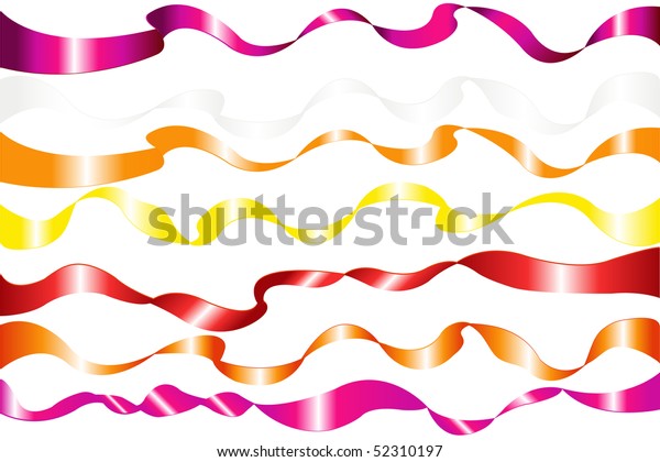 Set 7 Colorful Ribbons Orange Yellow Stock Vector (Royalty Free ...