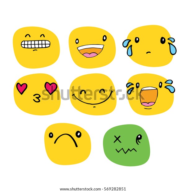 Set 8 Hand Drawn Emoji Characters Stock Vector (Royalty Free) 569282851 ...