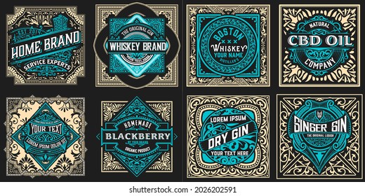 Set 8 Labels Western Style Stock Vector (Royalty Free) 2026202591 ...