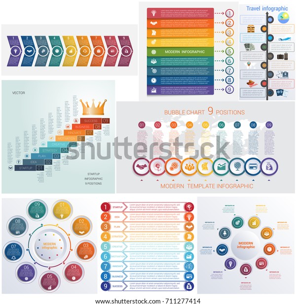 Set 8 Universal Templates Elements Infographics Stock Vector (Royalty ...