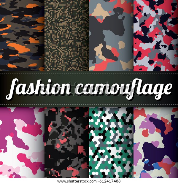 Set 8 Various Colorful Camouflage Vector Stock Vector (Royalty Free ...