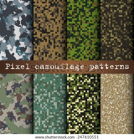 Set 8 Various Pixel Camouflage Patterns Stock Vector (Royalty Free ...