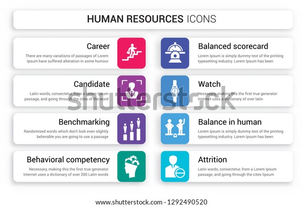 Set 8 White Human Resources Icons Stock Vector (Royalty Free ...