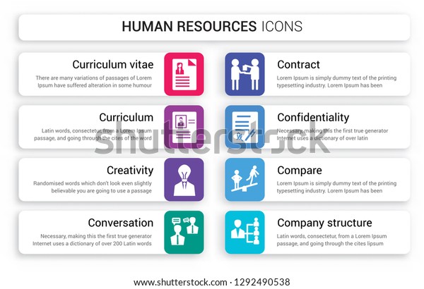 Set 8 White Human Resources Icons Stock Vector (Royalty Free ...