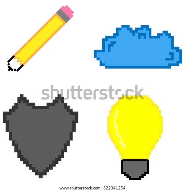 Set 8bit Icons On White Background Stock Vector (Royalty Free) 322341254