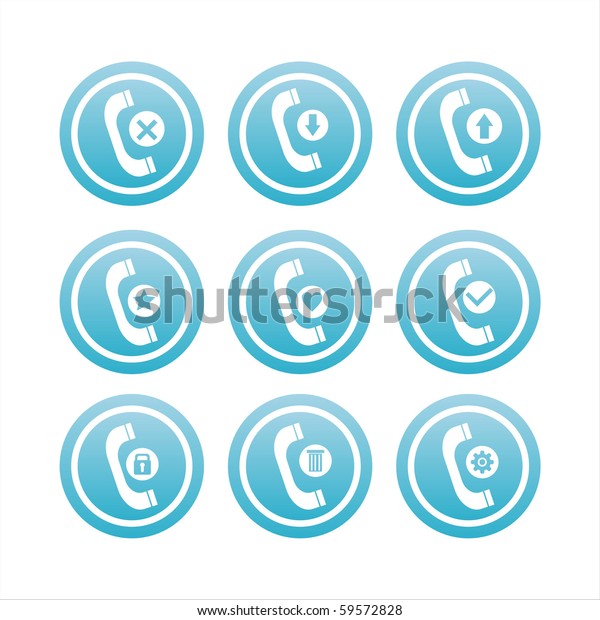 Set 9 Blue Phone Signs Stock Vector (Royalty Free) 59572828