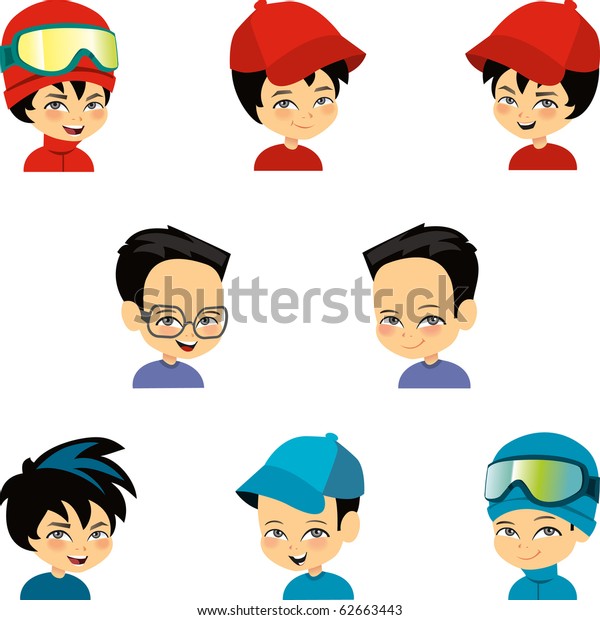Set 9 Cartoon Boys Headshot Avatar Stock Vector (Royalty Free) 62663443 ...