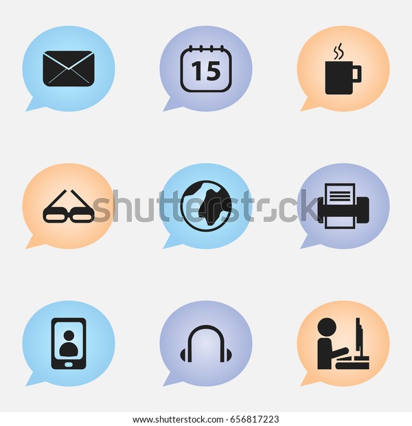 Set 9 Editable Bureau Icons Includes Stock Vector (Royalty Free ...