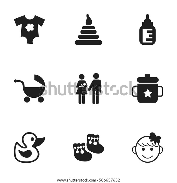 Set 9 Editable Child Icons Includes Stock Vector (Royalty Free ...