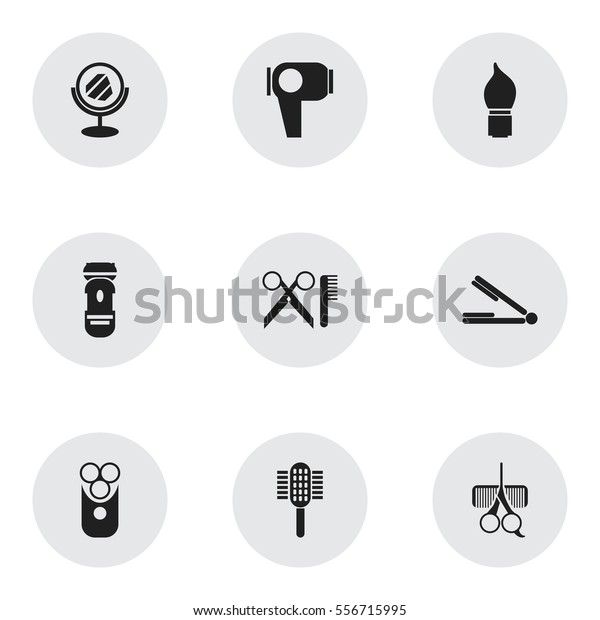 Set 9 Editable Coiffeur Icons Includes Stock Vector (Royalty Free ...
