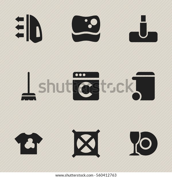 Set 9 Editable Drycleaning Icons Includes Stock Vector (Royalty Free ...