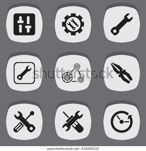 Set 9 Editable Mechanic Icons Includes Stock Vector (Royalty Free ...