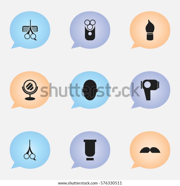 Set 9 Editable Tonsorial Artist Icons Stock Vector (Royalty Free ...