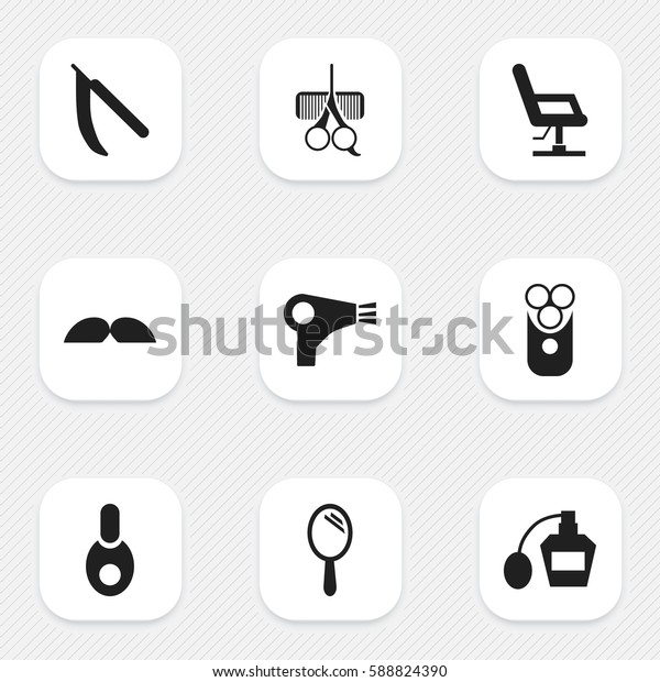 Set 9 Editable Tonsorial Artist Icons Stock Vector (Royalty Free ...