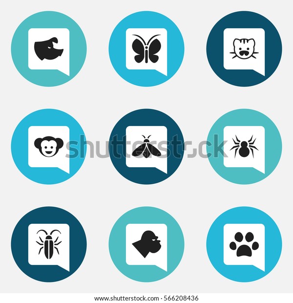 Set 9 Editable Zoo Icons Includes Stock Vector (Royalty Free) 566208436