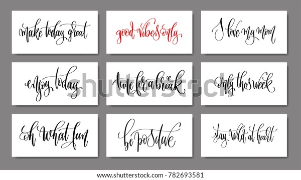 Set 9 Hand Lettering Posters Motivation Stock Vector (Royalty Free ...