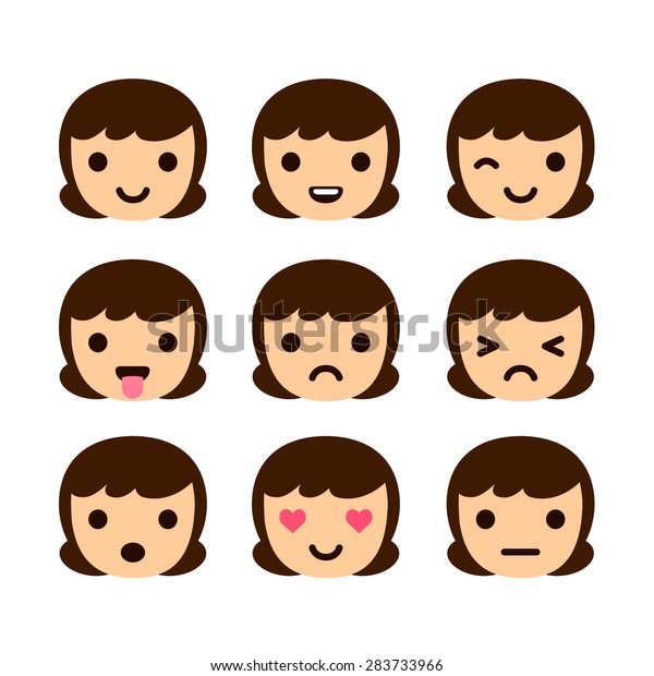 Set 9 Human Emoticons Very Simple Stock Vector (Royalty Free) 283733966