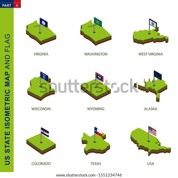 Set 9 Isometric Us State Maps Stock Vector (Royalty Free) 1551234746 ...