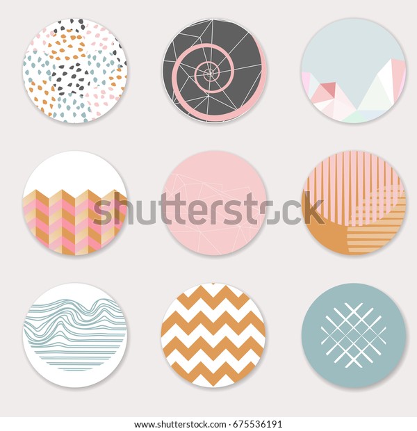 Set 9 Round Templates Modern Abstract Stock Vector (Royalty Free ...