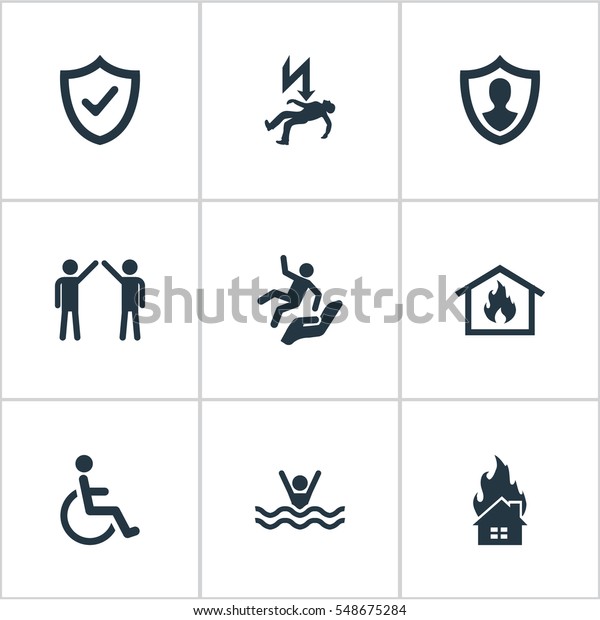 Set 9 Simple Safeguard Icons Can Stock Vector (Royalty Free) 548675284