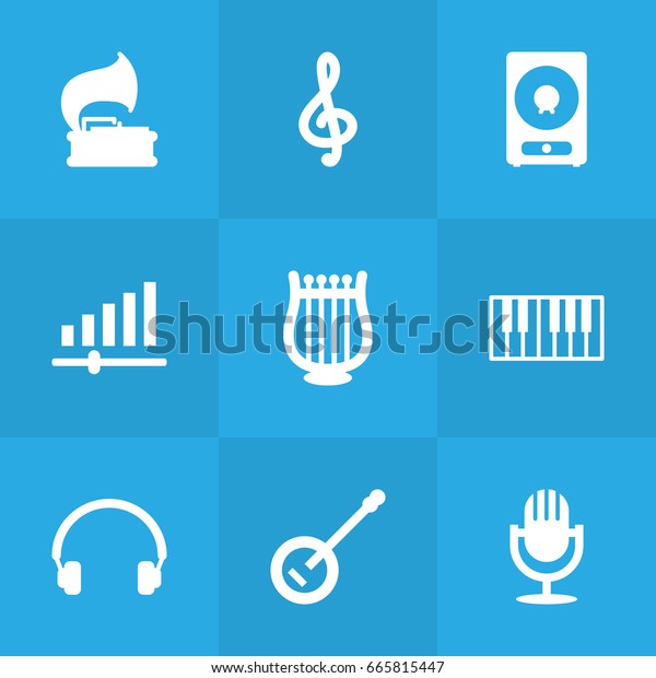 Set 9 Song Icons Setcollection Octave Stock Vector (Royalty Free ...