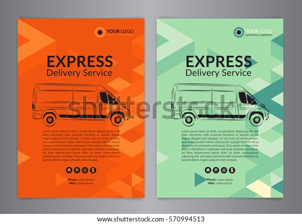 Set A4 Express Delivery Service Brochure Stock Vector (Royalty Free ...
