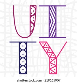Set Abc Letters Abstract Ethnic Patterns Stock Vector (Royalty Free ...
