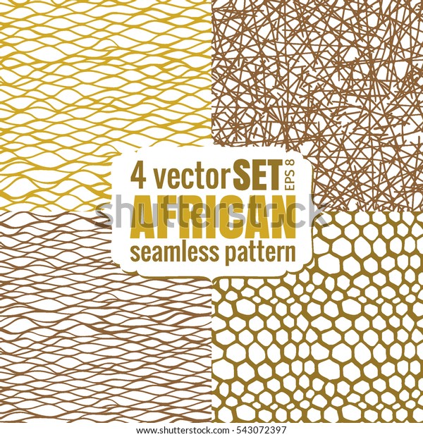 Set Abstract African Print Gold Color Stock Vector (Royalty Free ...