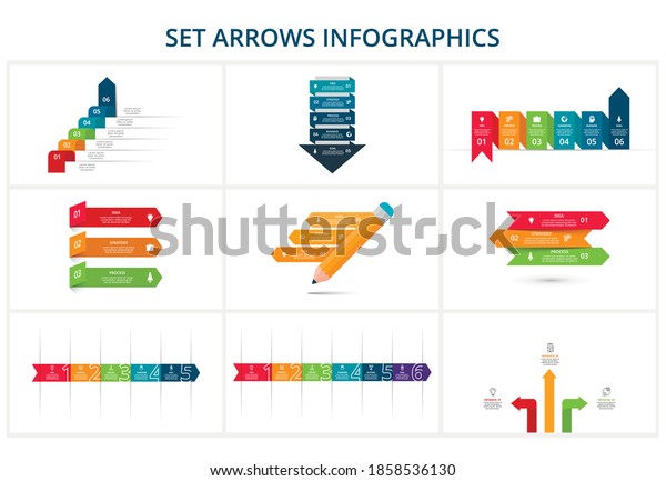 Set Abstract Arrows Graph Diagram 3 Stock Vector (Royalty Free ...