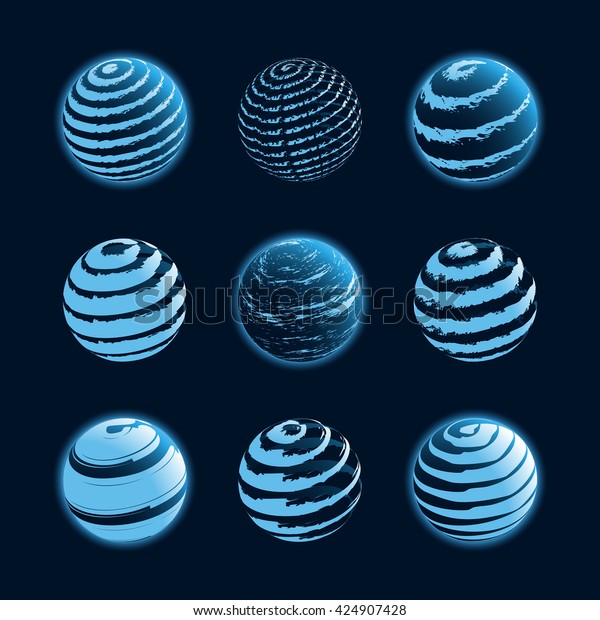 Set Abstract Blue Planet Icons Vector Stock Vector (Royalty Free ...