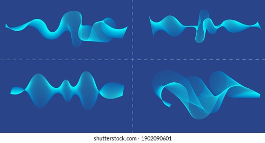 Set Abstract Blue Wavy Lines Design Stock Vector (Royalty Free ...