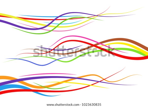 Set Abstract Color Curved Lines Wave Stock Vector (Royalty Free ...