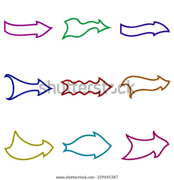 Set Abstract Contour Arrows Various Colors Stock Vector (Royalty Free ...