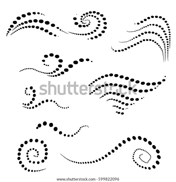 Set Abstract Dotted Curls Swirl Ornate Stock Vector (Royalty Free ...