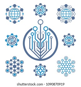 Set Abstract Electronic Circuit Logo Template Stock Vector (Royalty ...