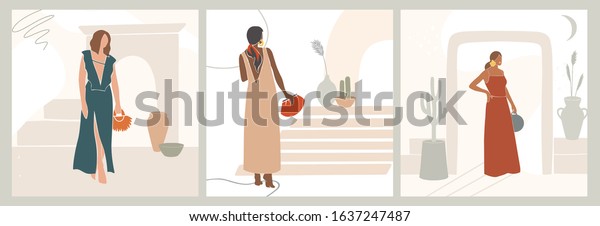 Set Abstract Female Shapes Silhouettes On Stock Vector (Royalty Free ...