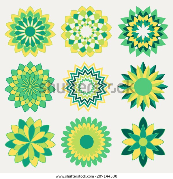 Set Abstract Flower Symbols Stock Vector (Royalty Free) 289144538 ...