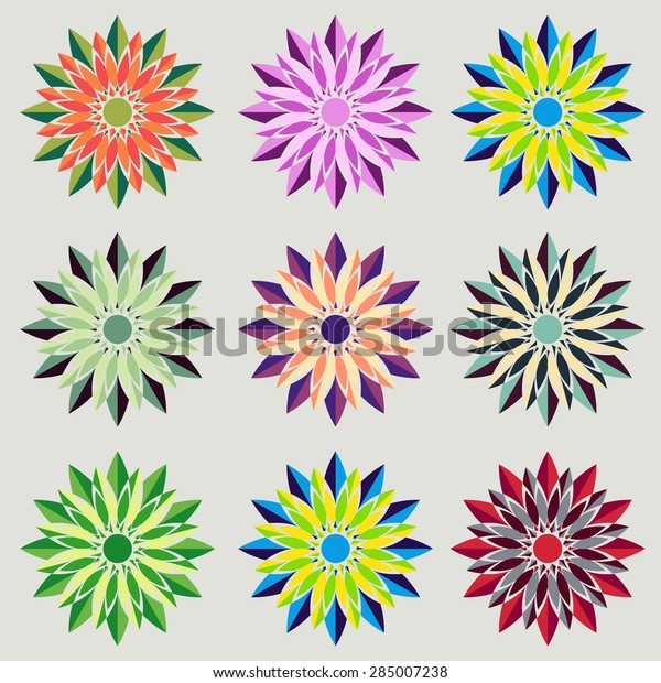 Set Abstract Flower Symbols Vector Illustration Stock Vector (Royalty ...