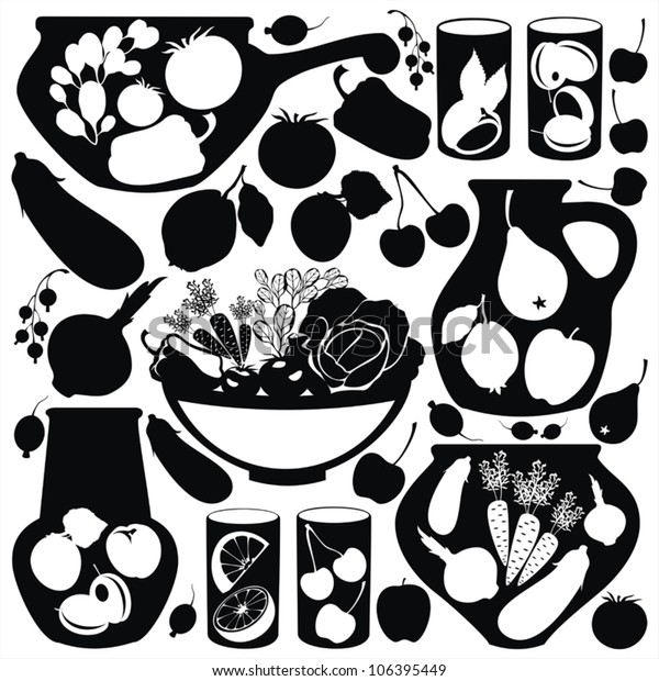 Set Abstract Food Stickers Vector Black Stock Vector (Royalty Free ...