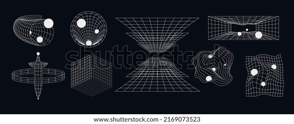 Set Abstract Futuristic Geometric Shapes Lines Stock Vector (Royalty ...
