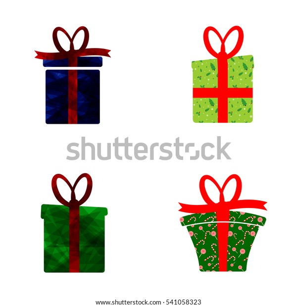 Set Abstract Gift Box Logo Christmas Stock Vector (Royalty Free) 541058323