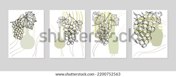 Set Abstract Grape Hand Painted Illustrations Stock Vector (Royalty ...