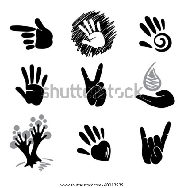 Set Abstract Icons Hands Stock Vector (Royalty Free) 60913939 ...