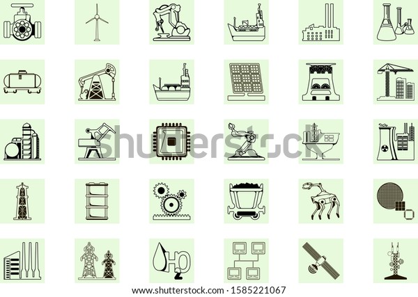 Set Abstract Line Art Industry Icons Stock Vector (Royalty Free) 1585221067