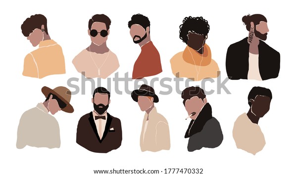 Set Abstract Man Portraits Isolated On Stock Vector (Royalty Free ...