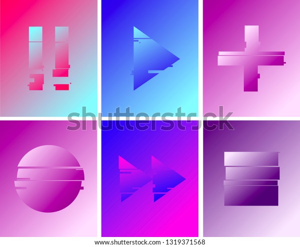 Set Abstract Minimal Play Pause Record Stock Vector (Royalty Free ...