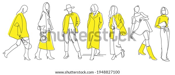 Set Abstract Minimalistic Female Figure Underwear Stock Vector Royalty