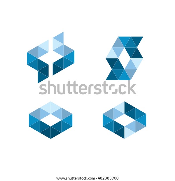 Set Abstract Polygon Icons Logo Design 스톡 벡터(로열티 프리) 482383900 ...