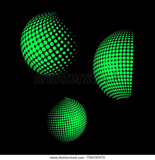 Set Abstract Round 3d Green Sphere Stock Vector (Royalty Free ...