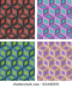 Set Abstract Seamless Vector Rhomboid Patterns Stock Vector (Royalty ...